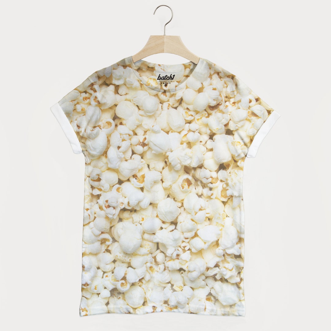 Popcorn All Over Photo Print Unisex Movie Snacks Food Fashion T-shirt ...