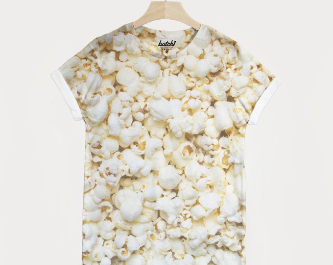 Popcorn All Over Photo Print Unisex Movie Snacks Food Fashion T-shirt ...