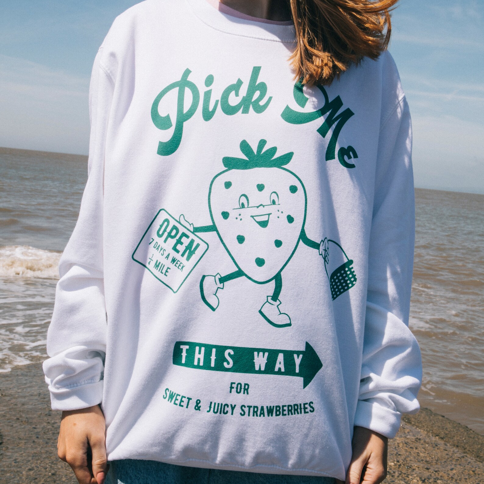 Pick Me Women's Staycation Sweatshirt With Strawberry Graphic - Etsy