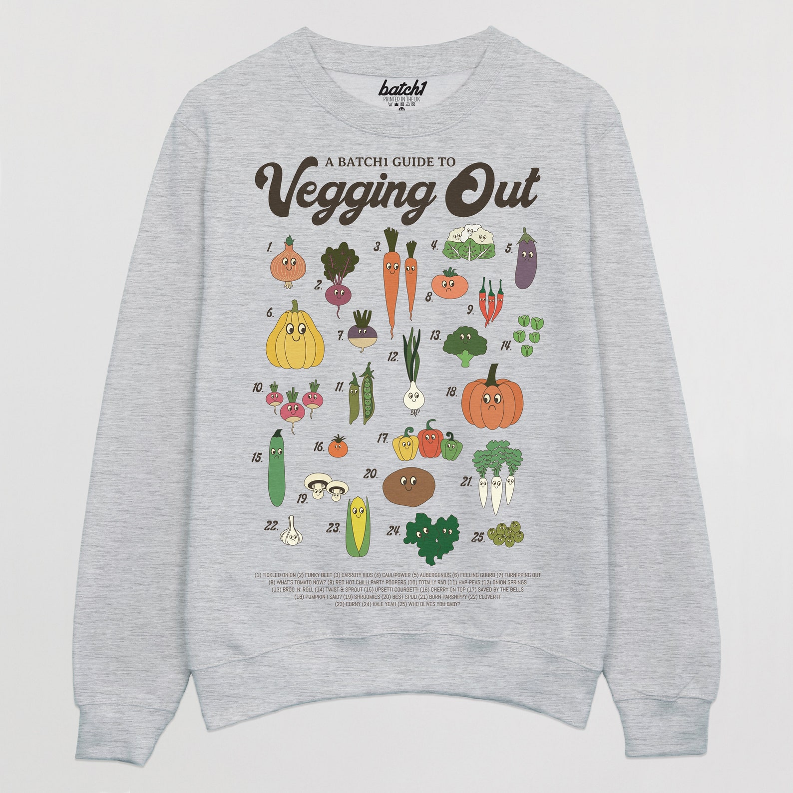 Vegging Out Men's Vegetable Guide Sweatshirt - Etsy