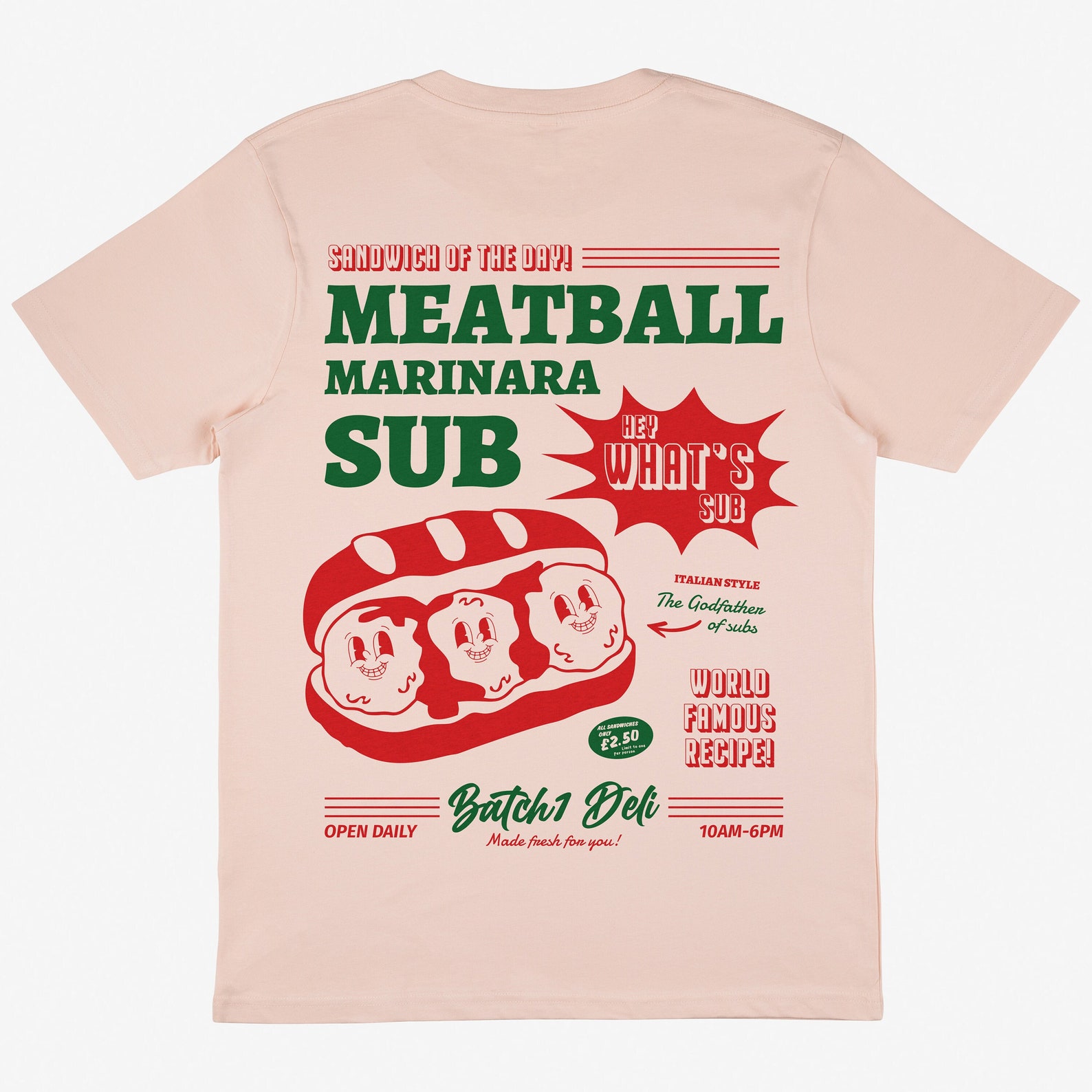 Meatball Marinara Sub Unisex Graphic T-shirt in Peach - Etsy