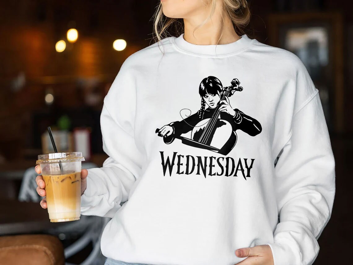Playing Guitar Wednesday Addams Sweatshirt, Wednesday Addams Jenna ...