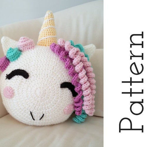 CROCHET PATTERN Unicorn Pillow / Cushion 14 In./36 Cm. - Etsy Israel