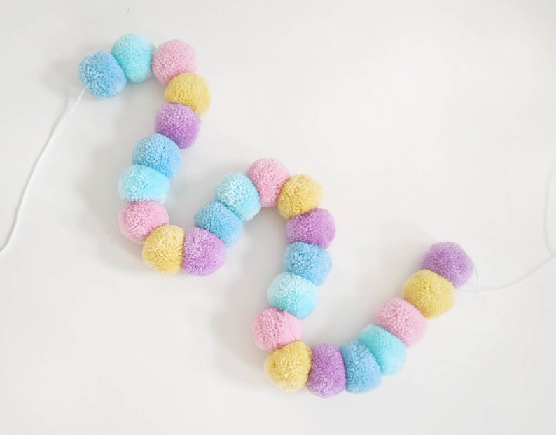 Pastel Pink and Blue Gender Reveal Pom Pom Garland Girl or | Etsy