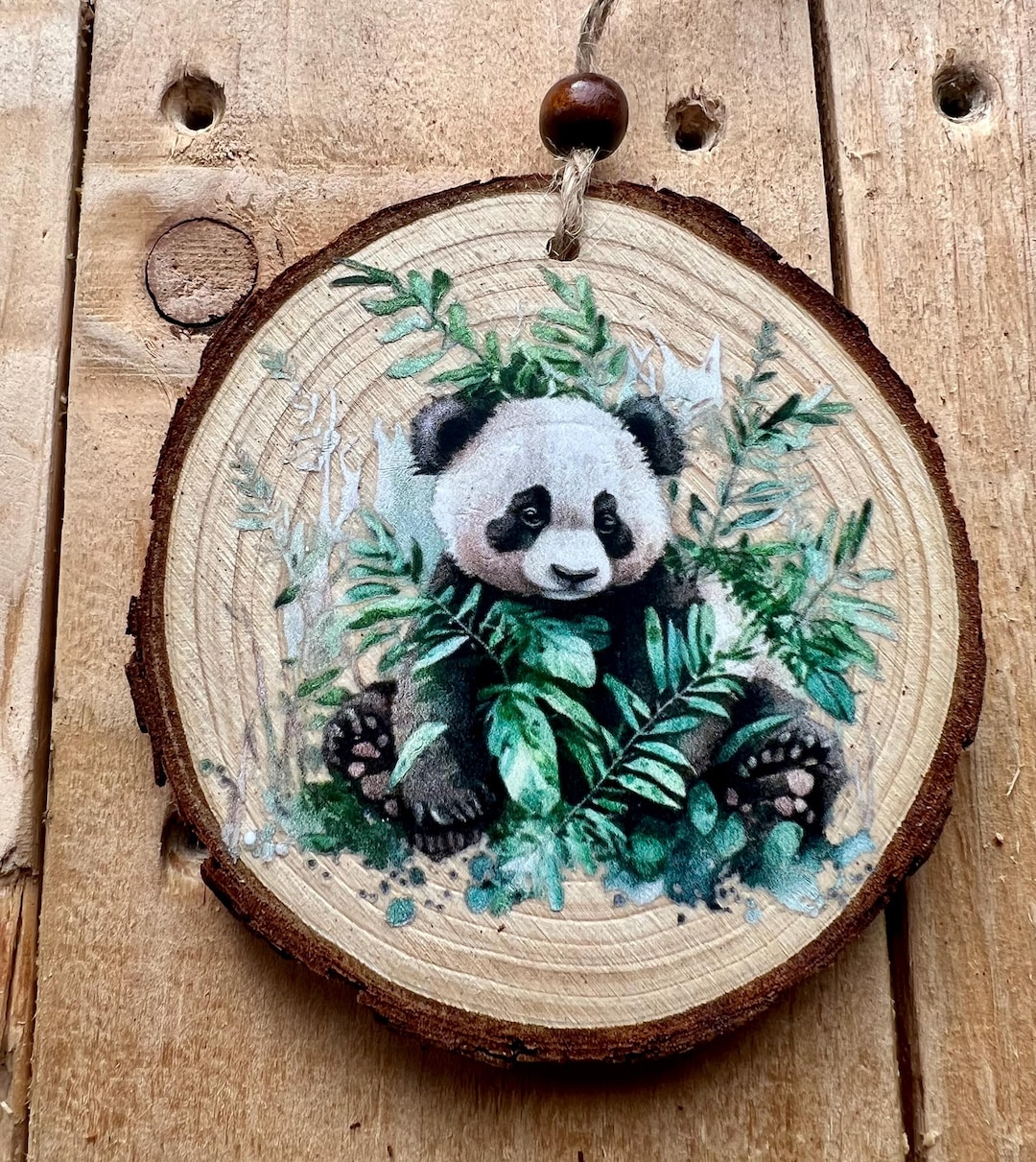Personalised, Bespoke, Custom, Cute Panda Bear, Woodland Wood Slice ...