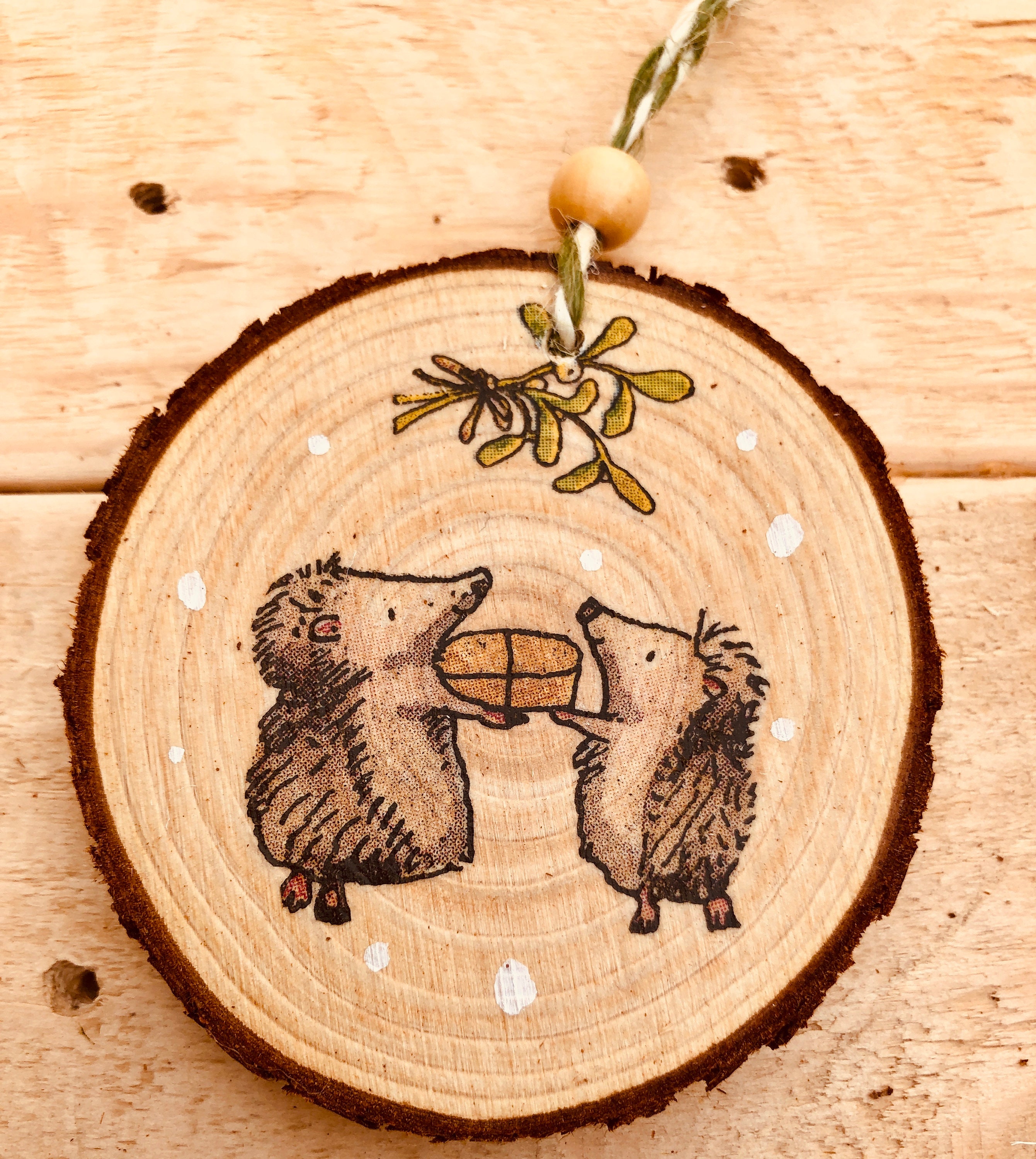 Wood Slice Woodland Hedgehog Christmas Tree Decoration - Etsy