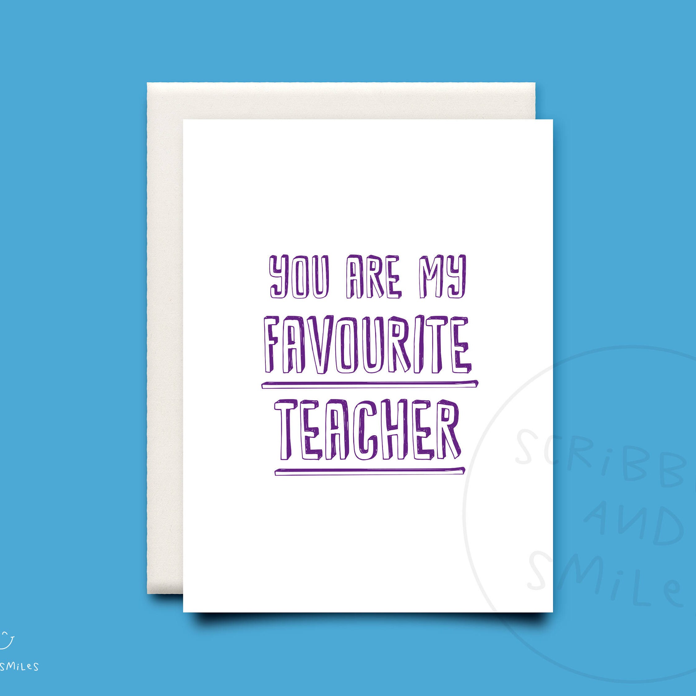 You Are My Favourite Teacher Card Thank You Card Greetings - Etsy