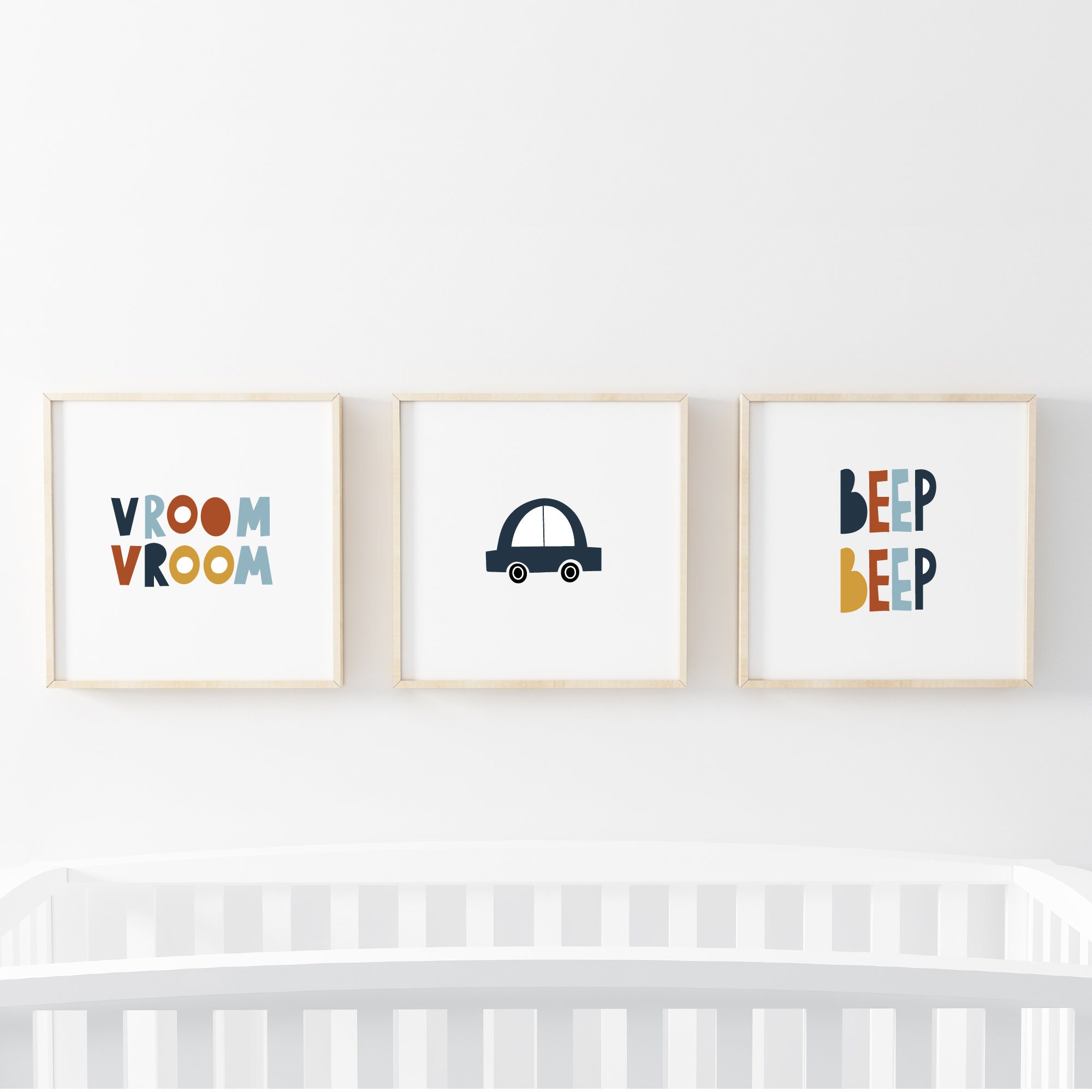 Set of 3, Nursery Prints, Vroom Vroom, Beep Beep, Nursery Decor, Kids ...