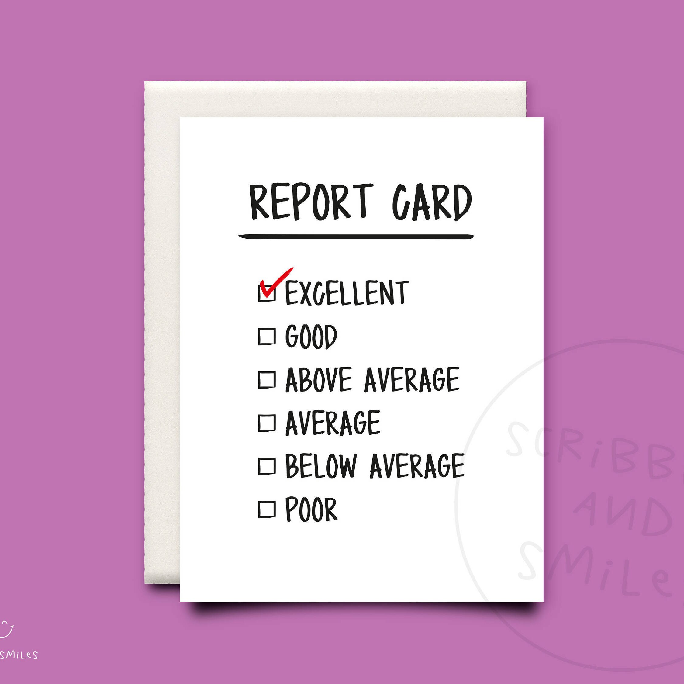 Report Card - Teacher Thank You Card - Greeting Card - Teacher ...