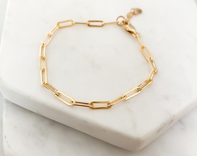 Rectangle Chain Bracelet Gold Bracelet Link Chain Bracelet - Etsy