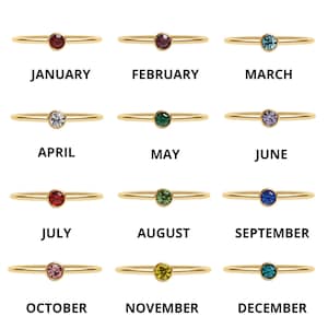 Stackable Birthstone Rings Gold Dainty Everyday Mother Ring Gift ...