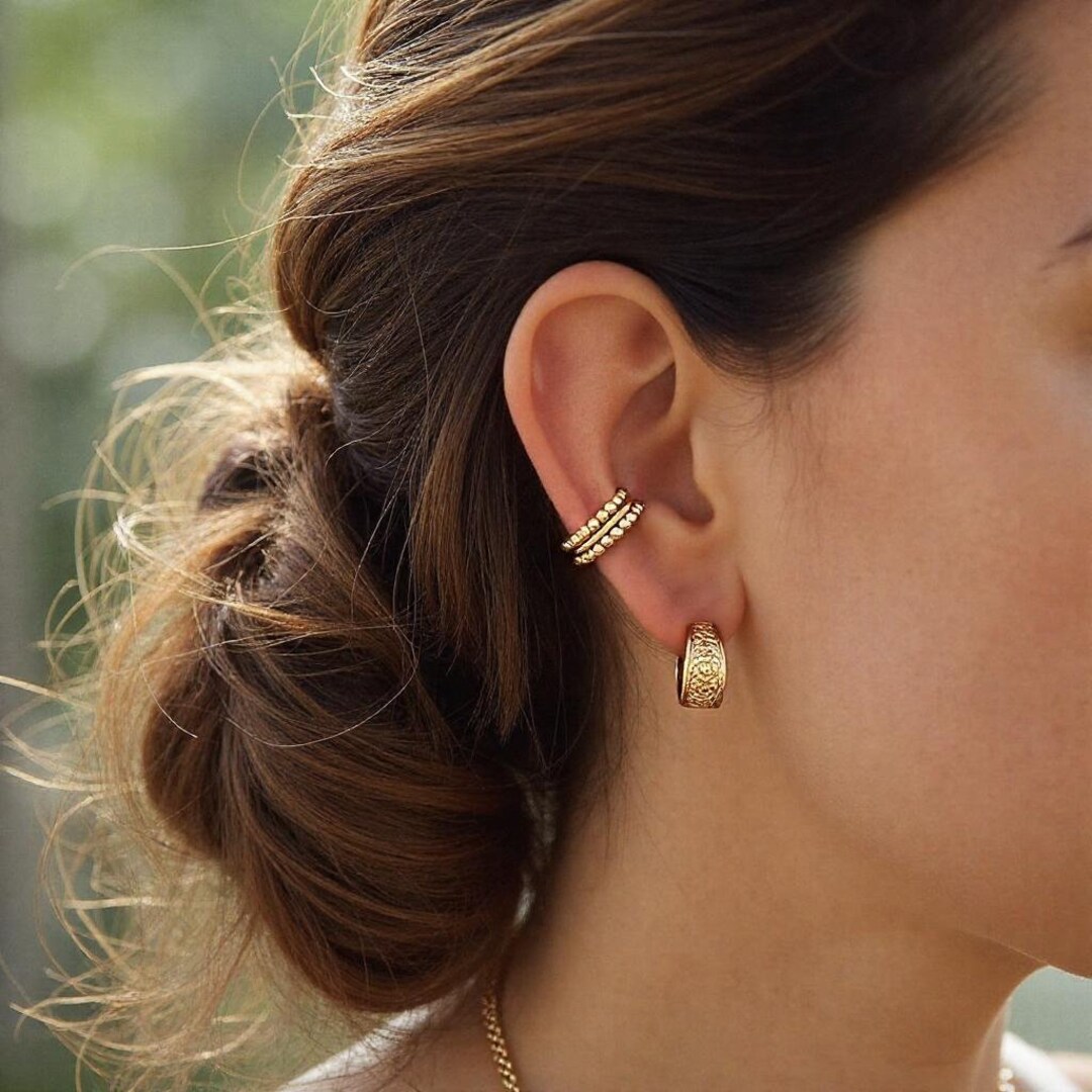 Beaded Ear Cuff Earring 14k Gold Filled No Piercing Conch Hoop - Etsy