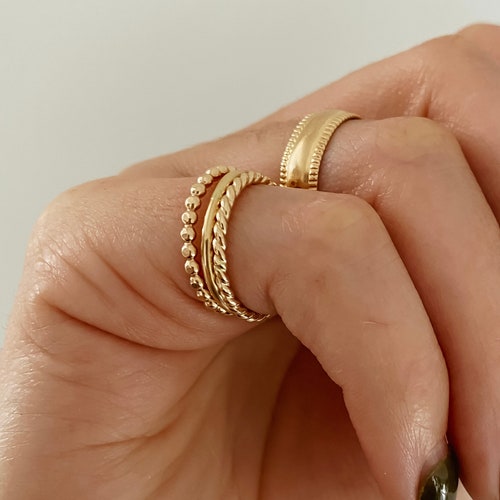 14k Gold Bead Ring - Etsy