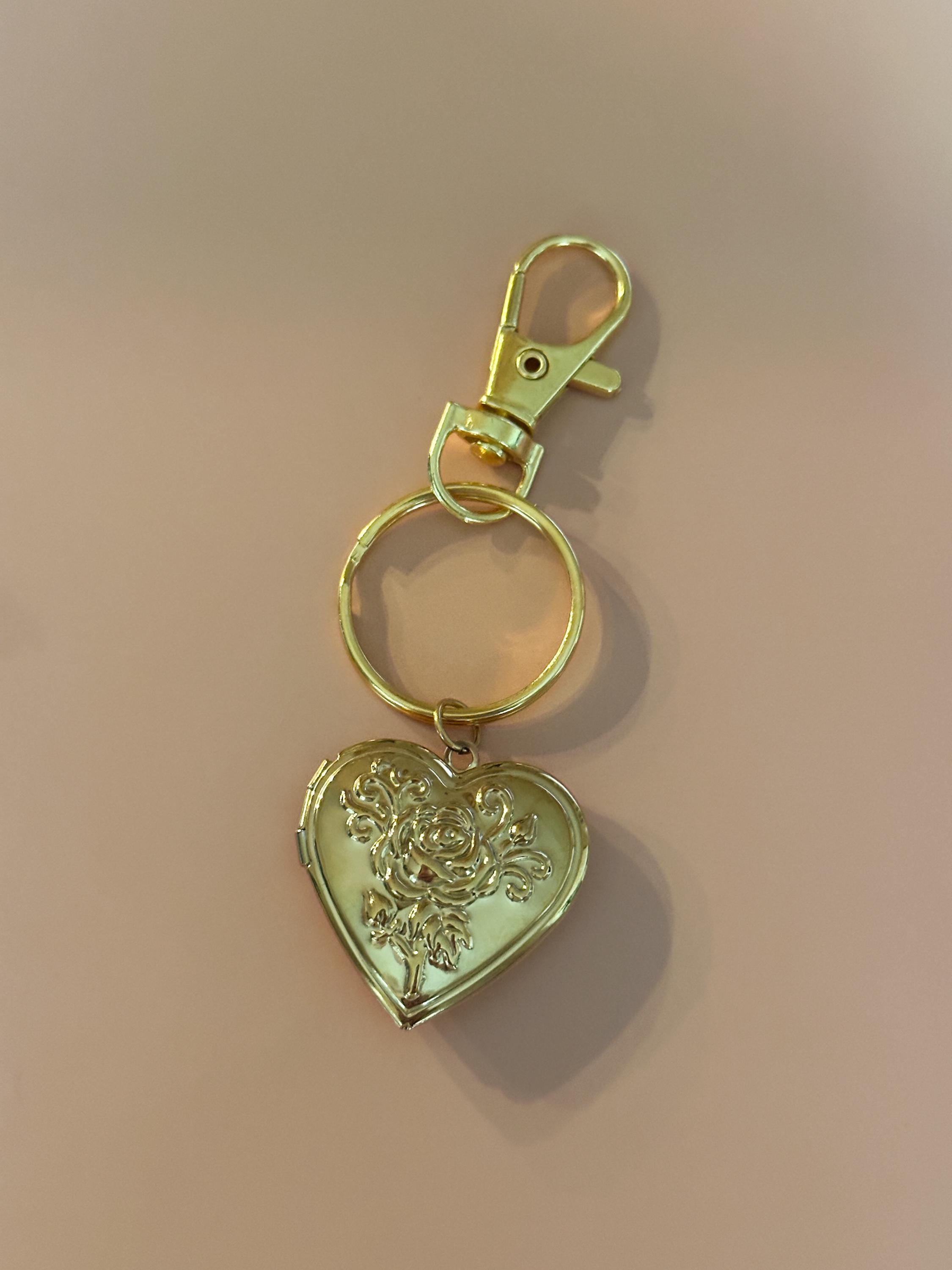 Oval Photo Locket Key Chain Bag Charm Floral Vintage Inspired Pendant ...