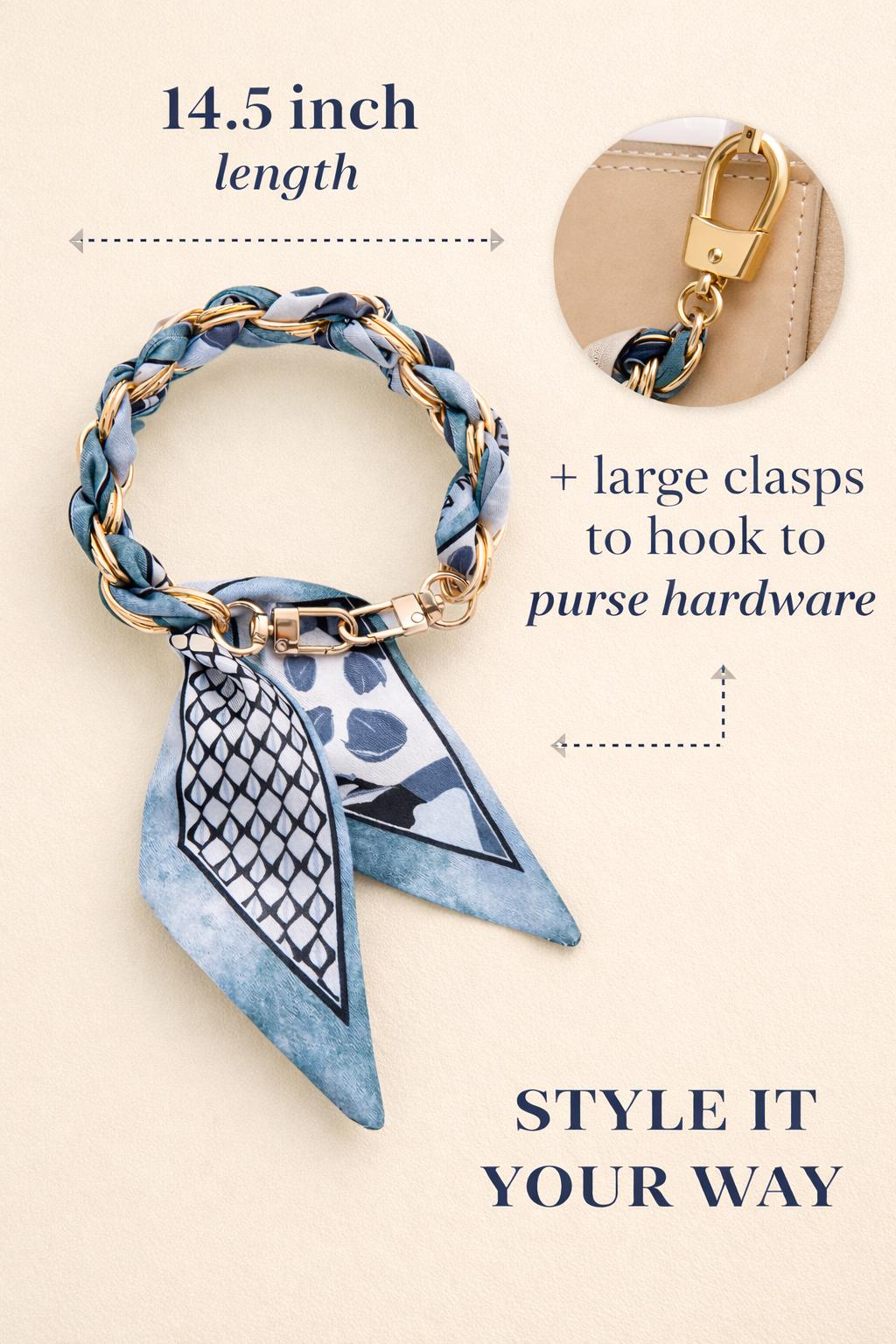 Blue Bag Charm Silk Scarf Purse Accessory Chain Decoration Handbag ...
