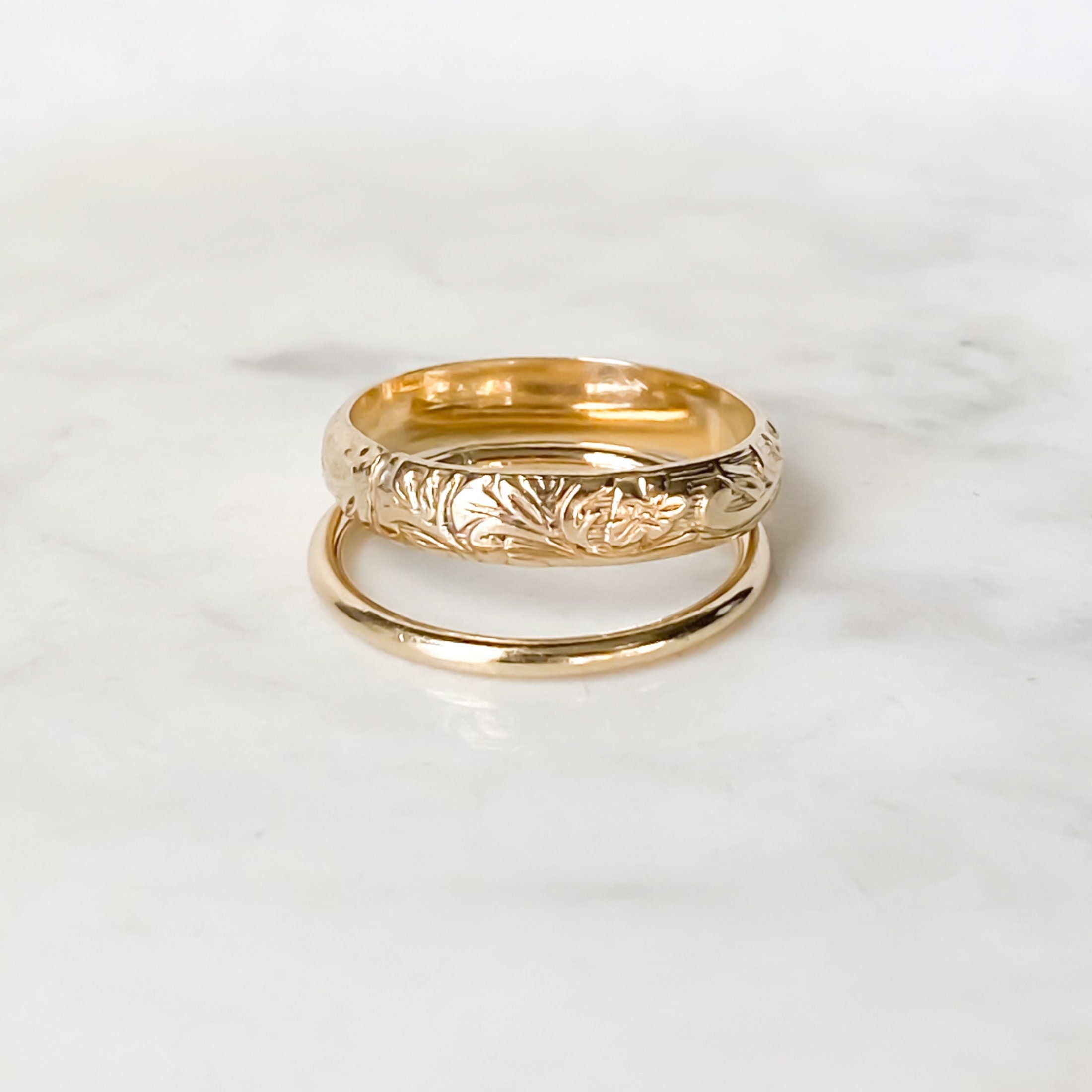 Gold Floral Ring Set 14k Gold Filled Stacking Rings Jewelry - Etsy