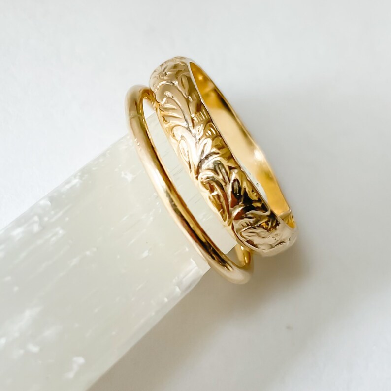 Gold Floral Ring Set 14k Gold Filled Stacking Rings Jewelry - Etsy