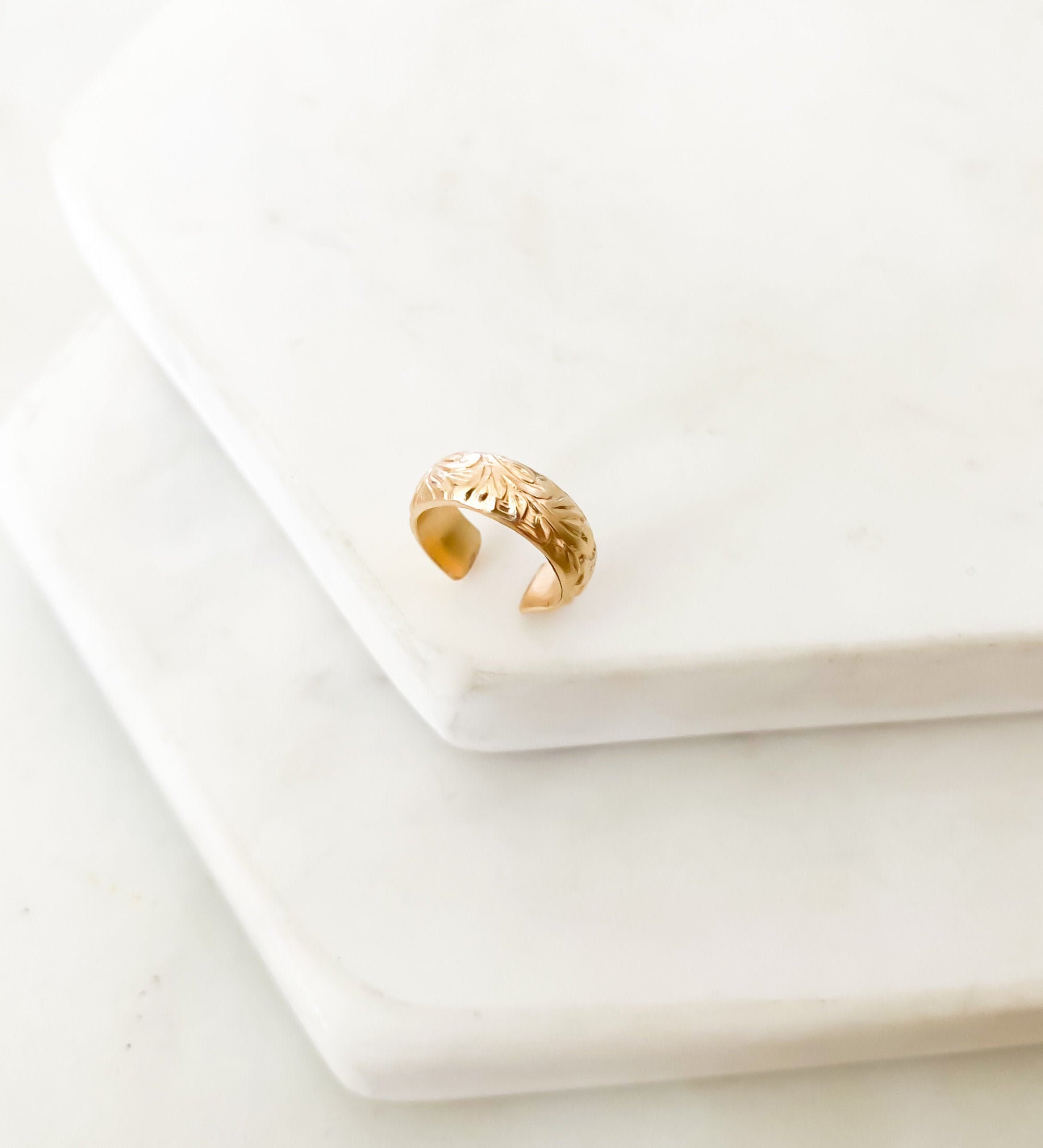 Gold floral ear cuff earring 14k gold filled | Etsy