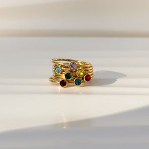 Stackable Birthstone Rings Gold Dainty Birthstone Ring - Etsy