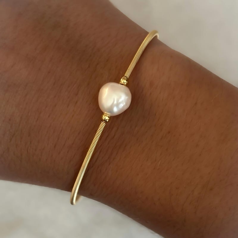 Gold Bangle Pearl Detail - Etsy