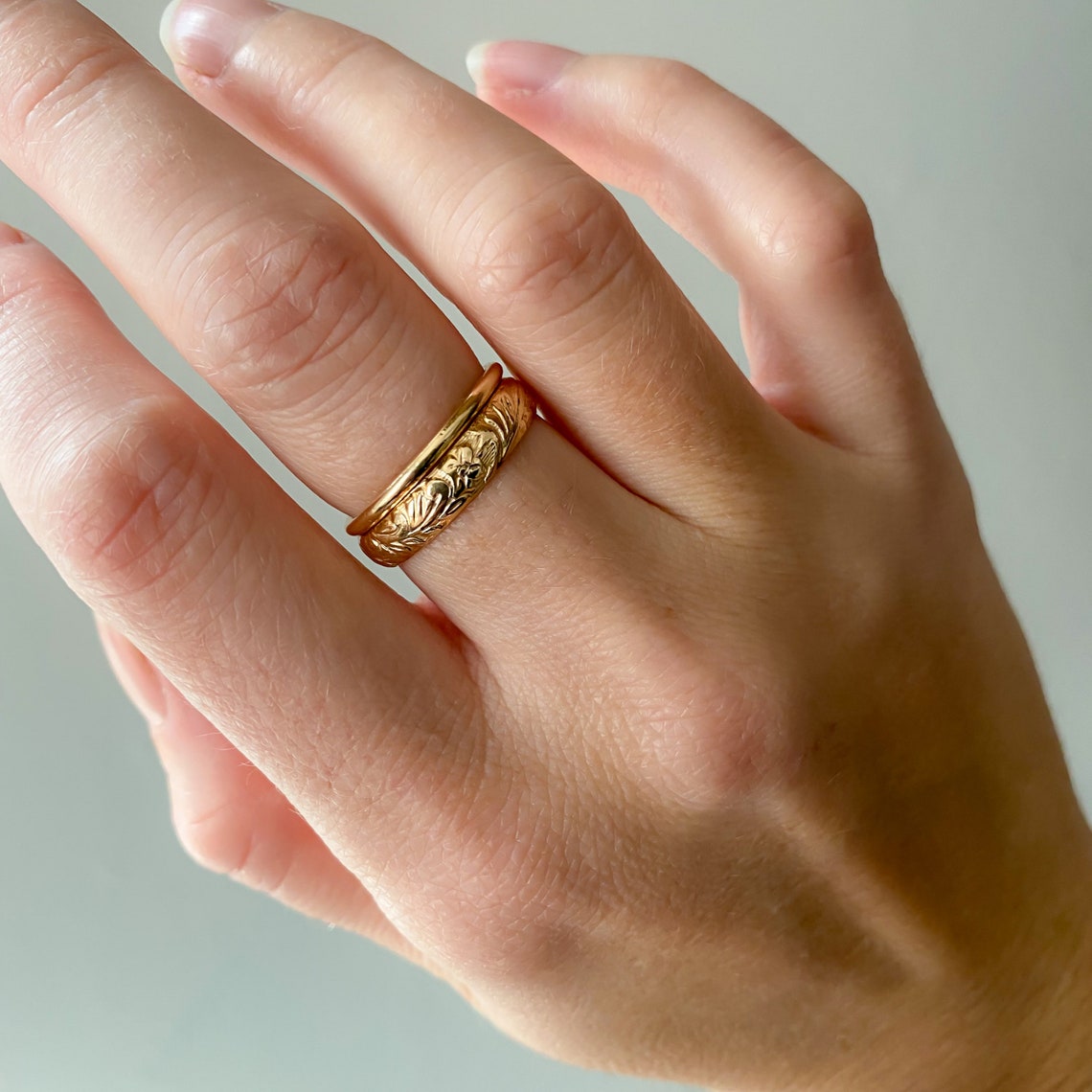Gold Floral Ring Set 14k Gold Filled Stacking Rings Jewelry - Etsy