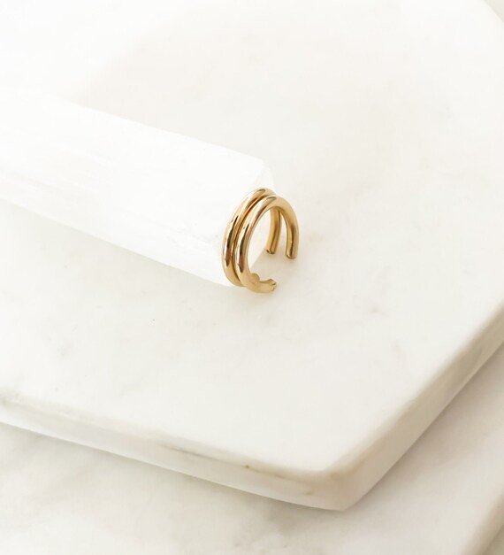 Thick 14k gold filled ear cuff faux conch earring non pierced | Etsy