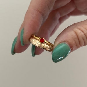 Stackable Birthstone Rings Gold Dainty Everyday Mother Ring Gift ...