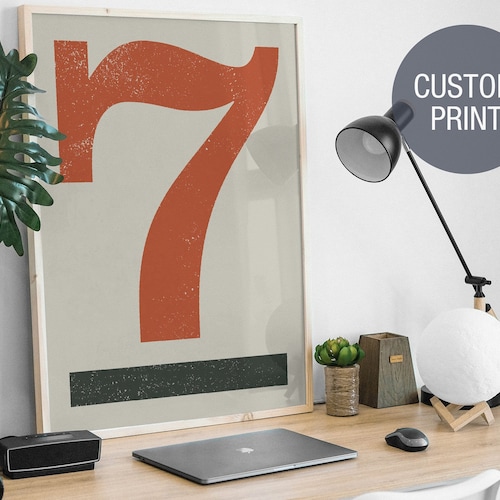 Typography Number Print Mid-century Modern Art Print. - Etsy