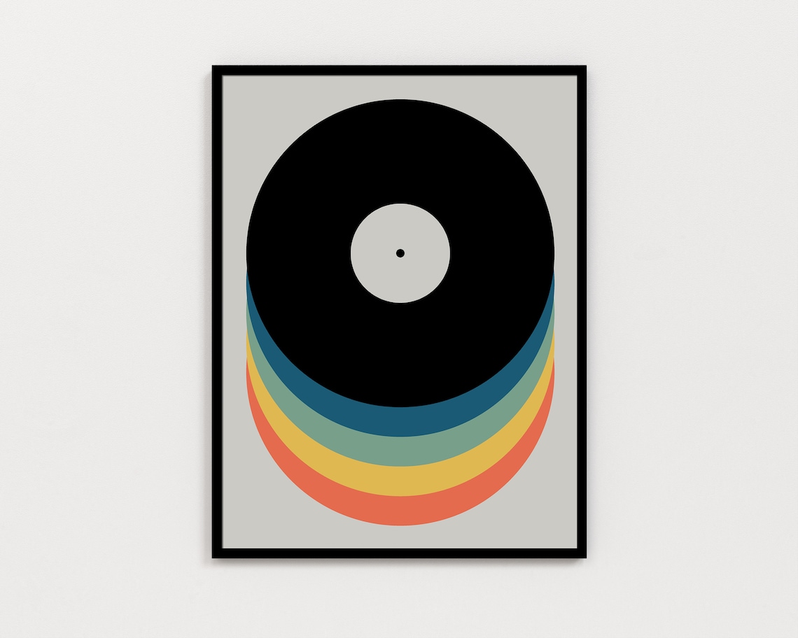 Vinyl Record Print, Mid-century Modern Style Art Print, Retro ...