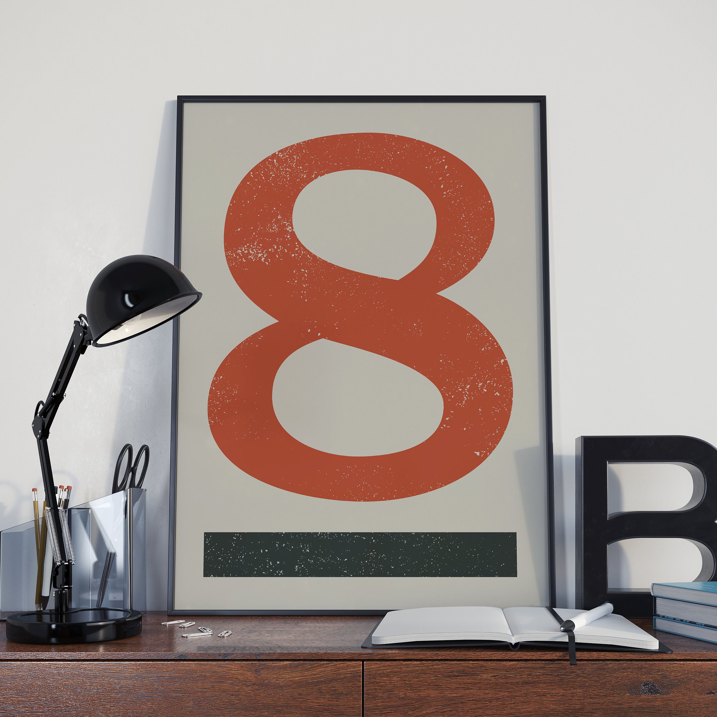 Typography Number Print Mid-Century Modern Art Print. | Etsy