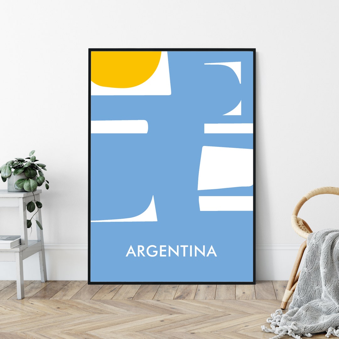 Argentina Abstract Flag, Mid-century Art Print, Travel Poster Print ...