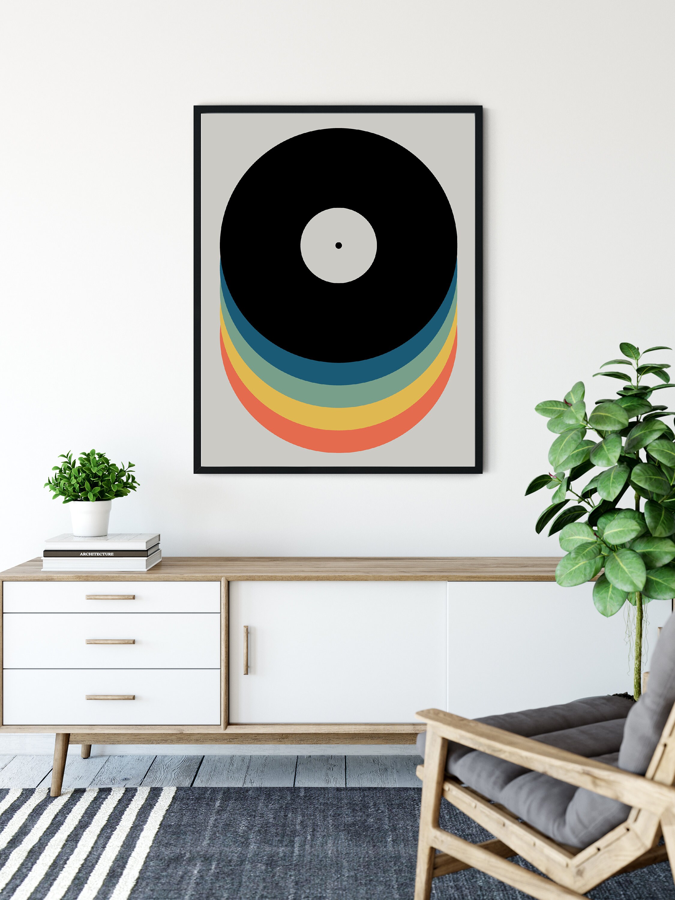 Vinyl Record Print Mid-century Modern Style Art Print Retro - Etsy UK
