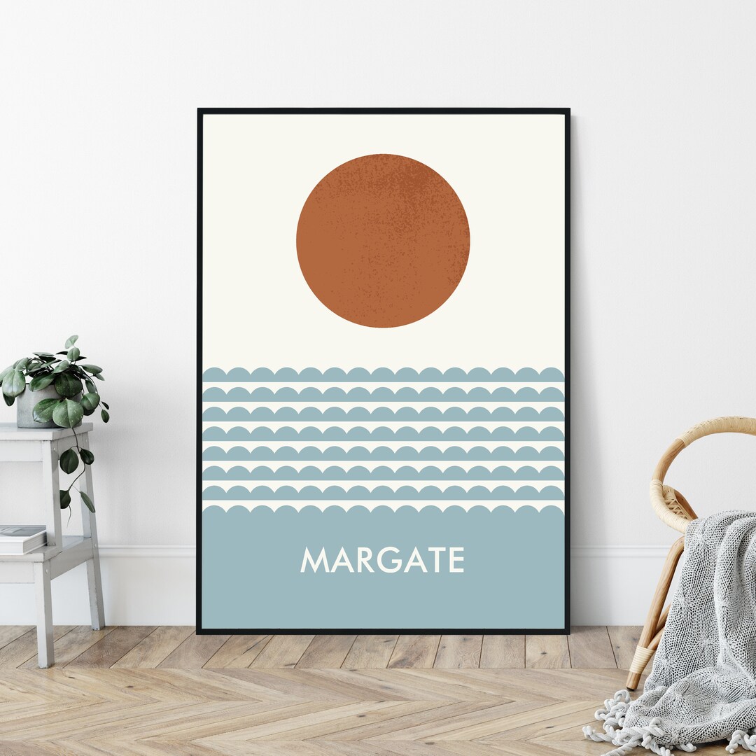 Margate, Coastal Art Print, Mid-century, Vintage, Retro, Travel Poster ...