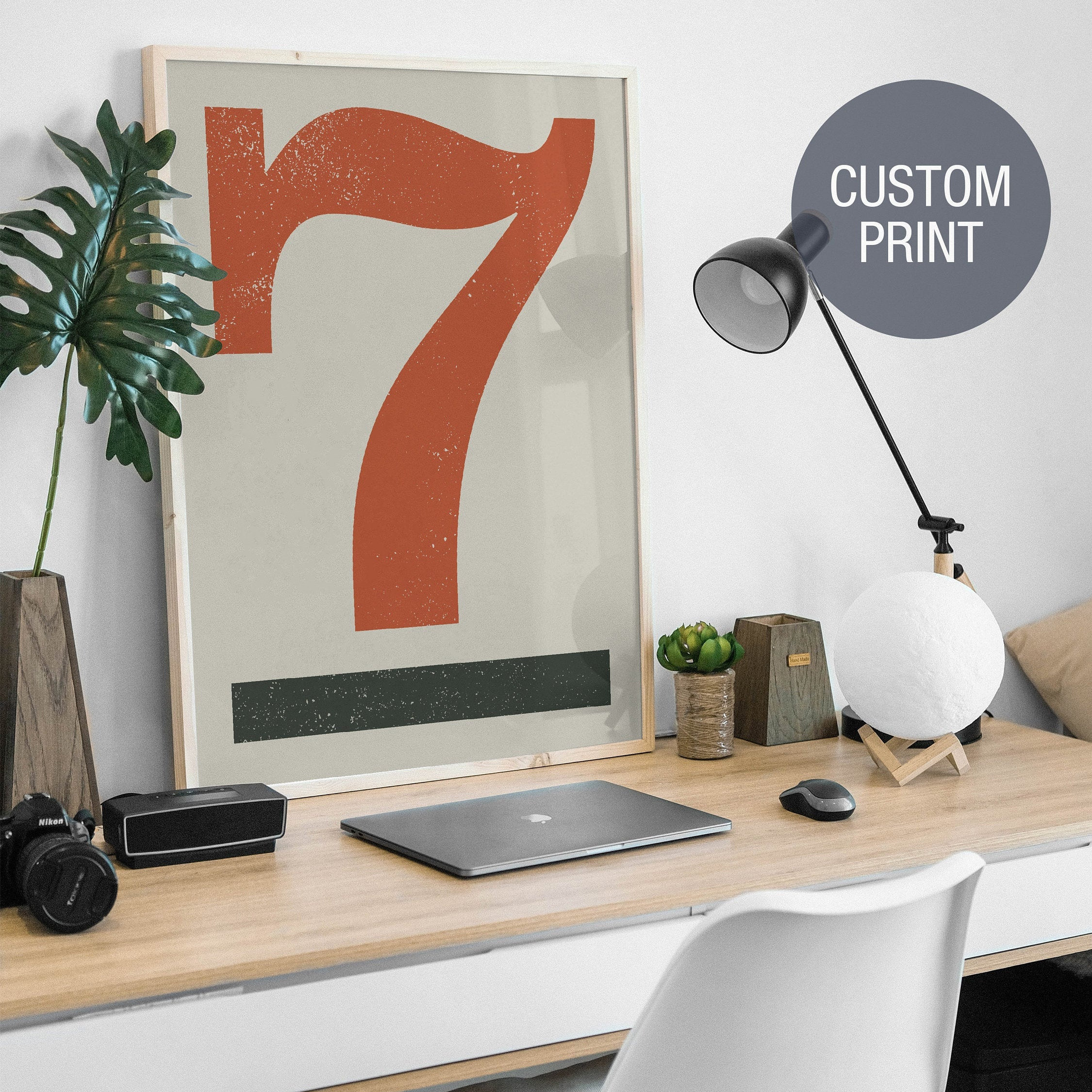 Typography Number Print Mid-century Modern Art Print. - Etsy UK