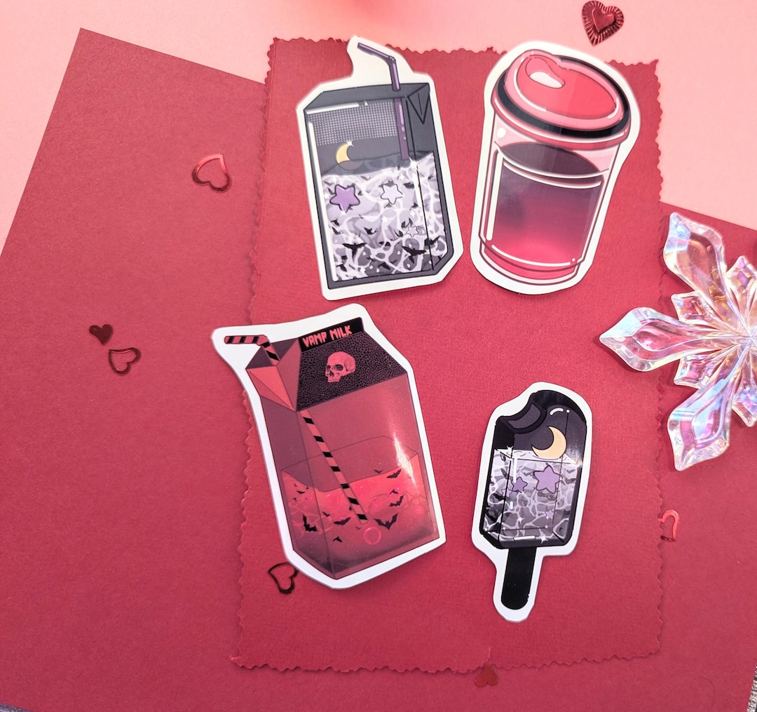 Goth Sticker Set, Vampire Stickers, Vampire Food, Goth Stationary, Goth ...