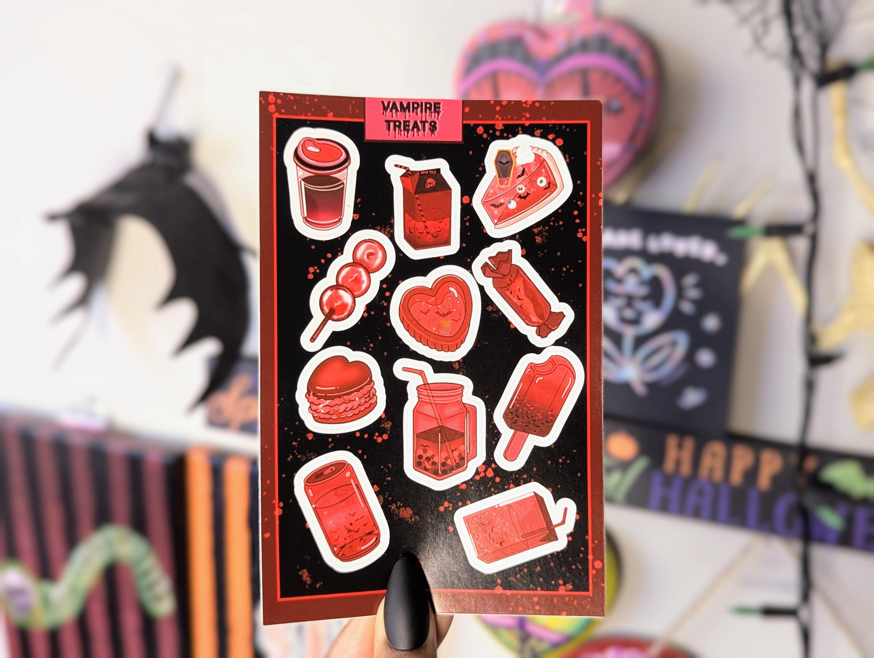 Vampire Treats Sticker Sheet: Goth Kawaii Journal Stickers Valentine's ...