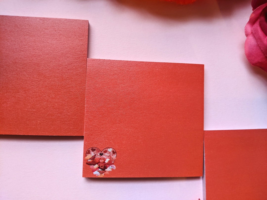 Red Post It Notes With a Red Heart Goth Stationary Red Notepad Cute ...