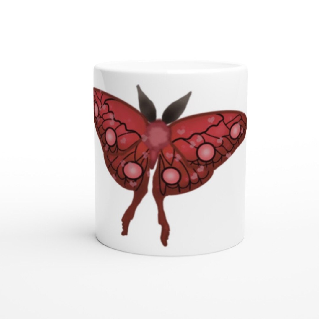 Red Moth Mug, Moth Mug, Goth Mug, Dessert Mug, Baked Sweets, Vday Mug ...
