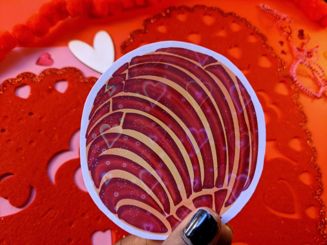 Chocolate Concha Sticker Concha Sticker Hearts Holographic V-day ...