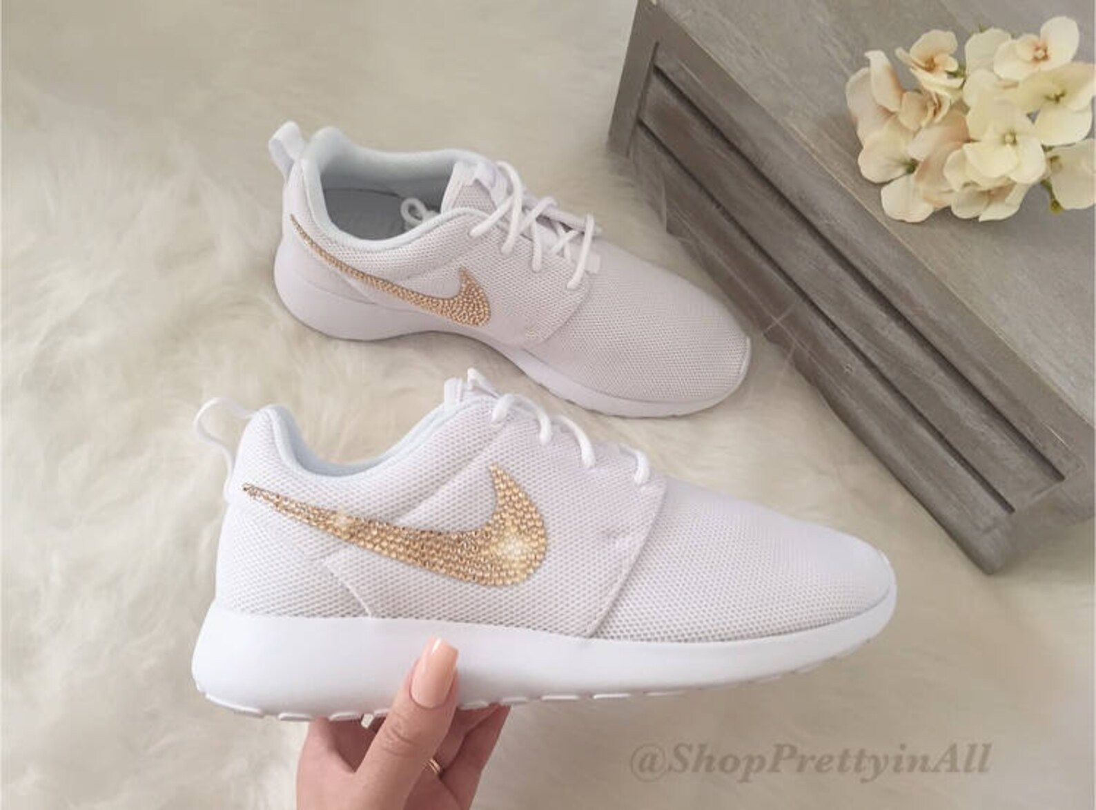 Zapatos Nike Roshe Bling con cristales Swarovski de oro rosa - Etsy España