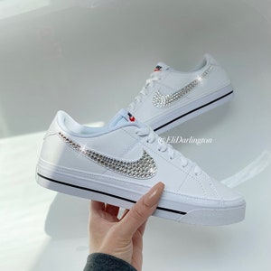 Custom Swarovski Nike Court Legacy Sneakers With Black Swarovski ...