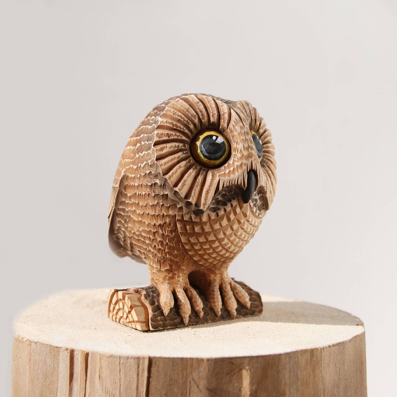 Wooden Owl Figurine Wood Carving Owl Carving Carved Wood Owl | Etsy