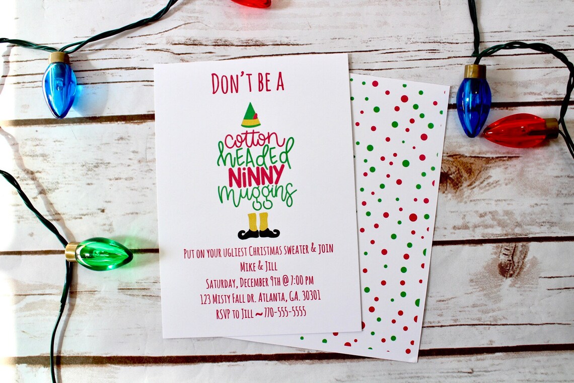 Elf Invitation Buddy the Elf Party Ugly Christmas Sweater - Etsy