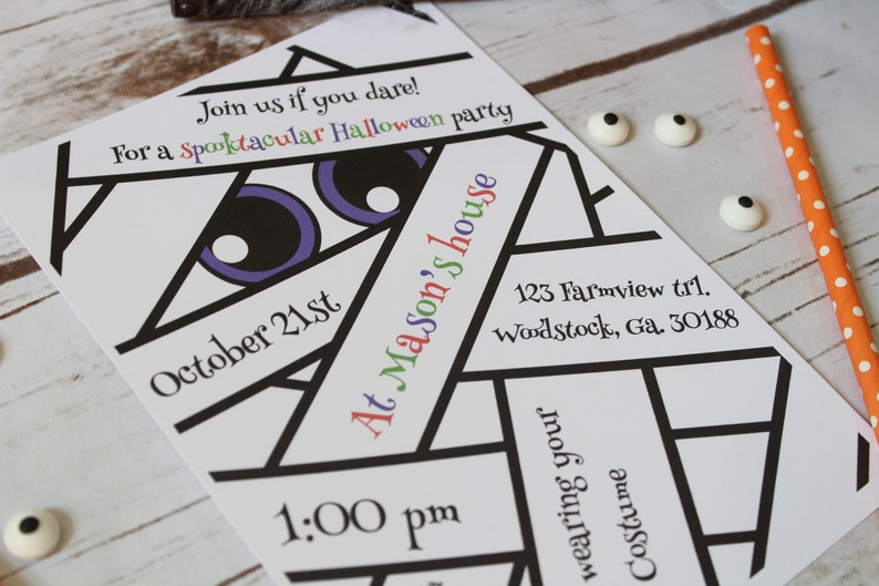 Mummy party invitation Personalized Halloween invite Kids | Etsy