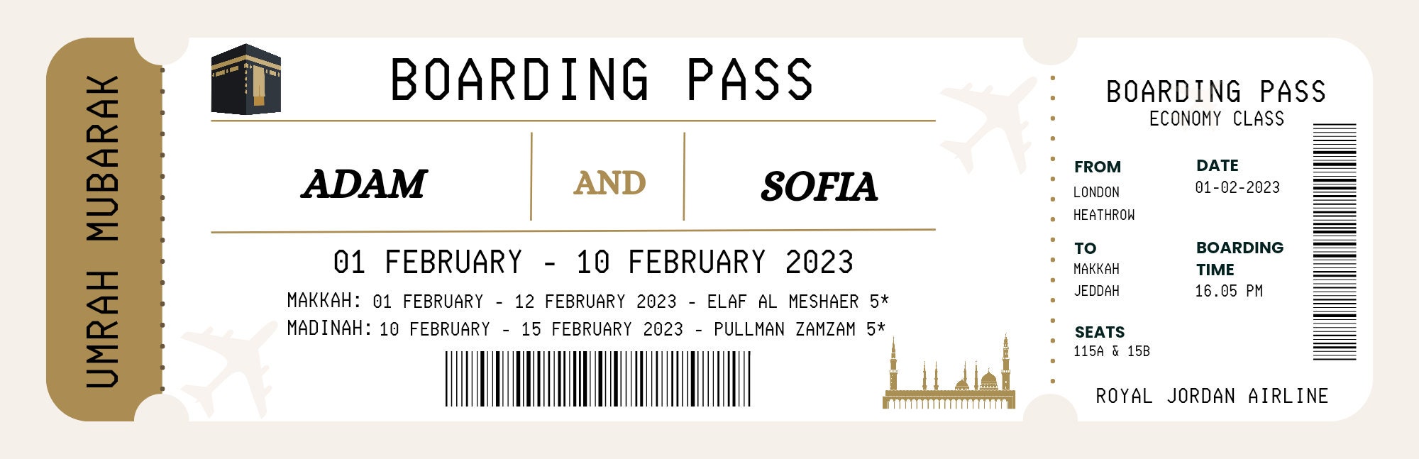 Umrah, Hajj Boarding Pass| Umrah Gift | Makkah | Madinah | Memrobila ...