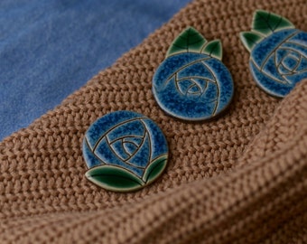 Blue rose pin | Etsy