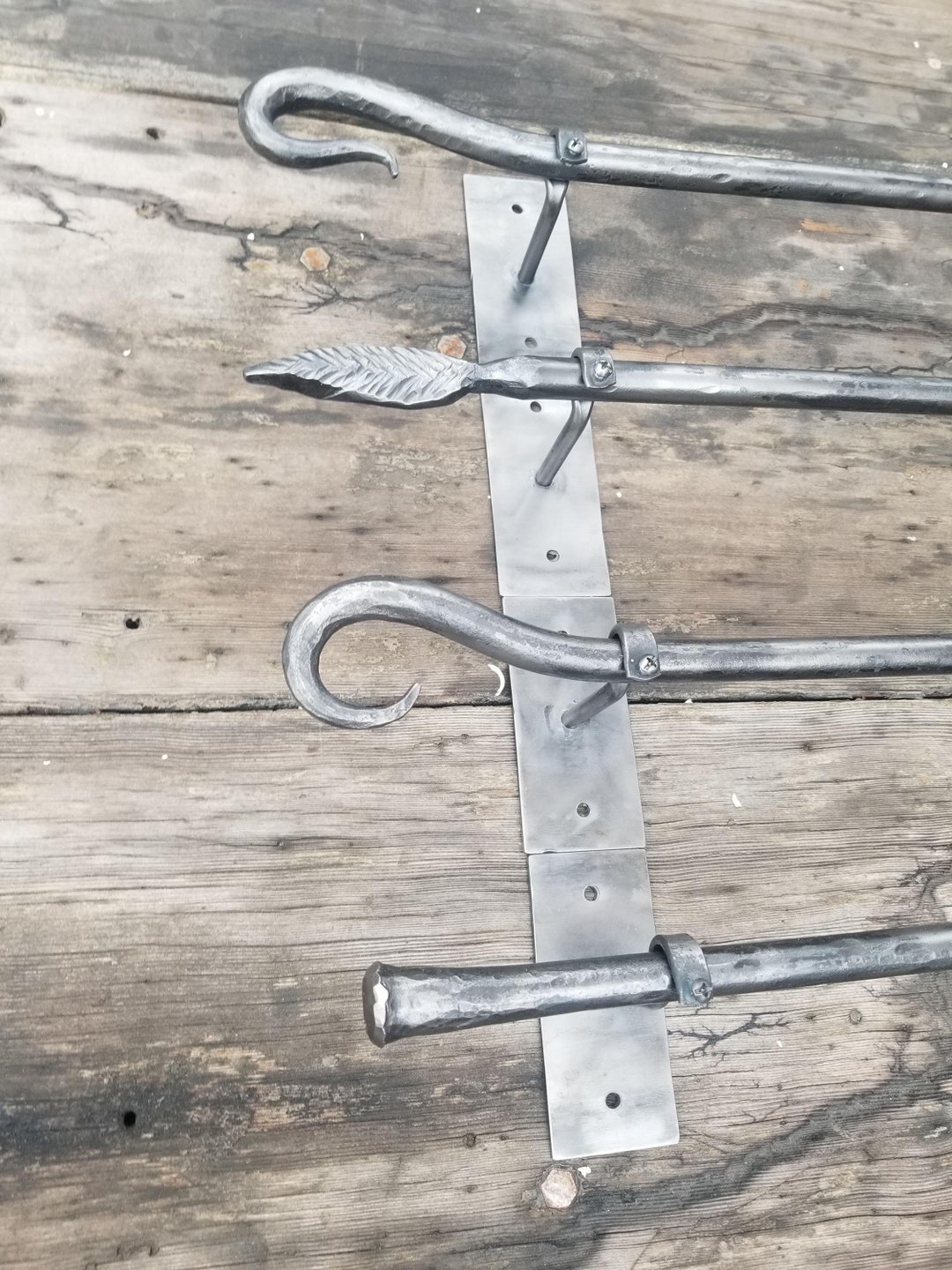 Rustic Hand Forged Iron Curtain Rod Window Treatment - Etsy