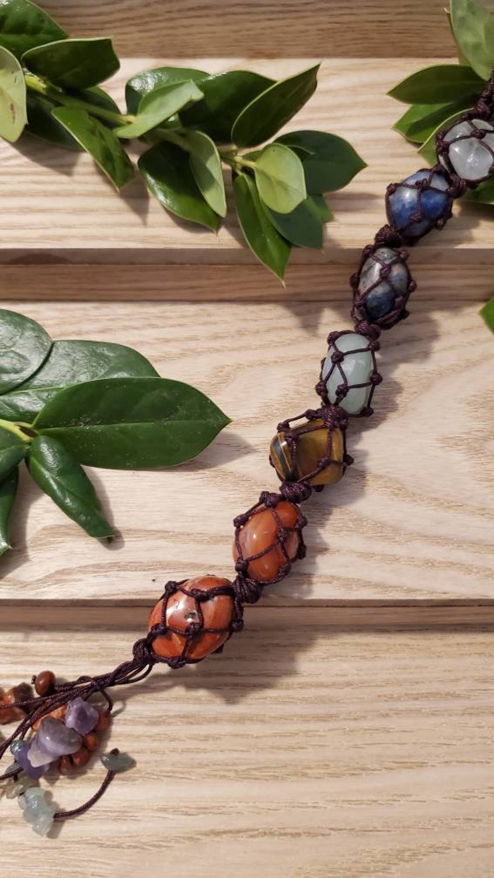 7 Chakra Crystal Stone Hanger: Natural Gemstone Car Charm - Etsy