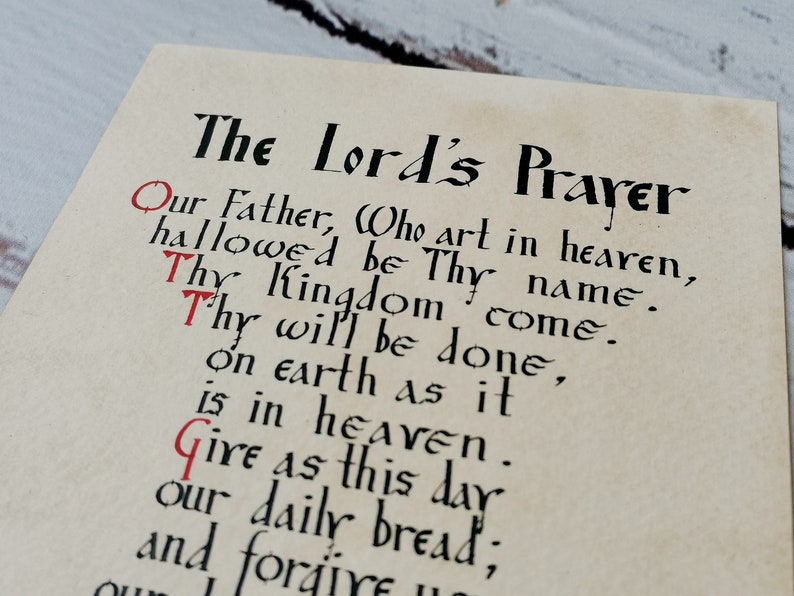 Small handwritten Lord's Prayer on aged paper christian | Etsy