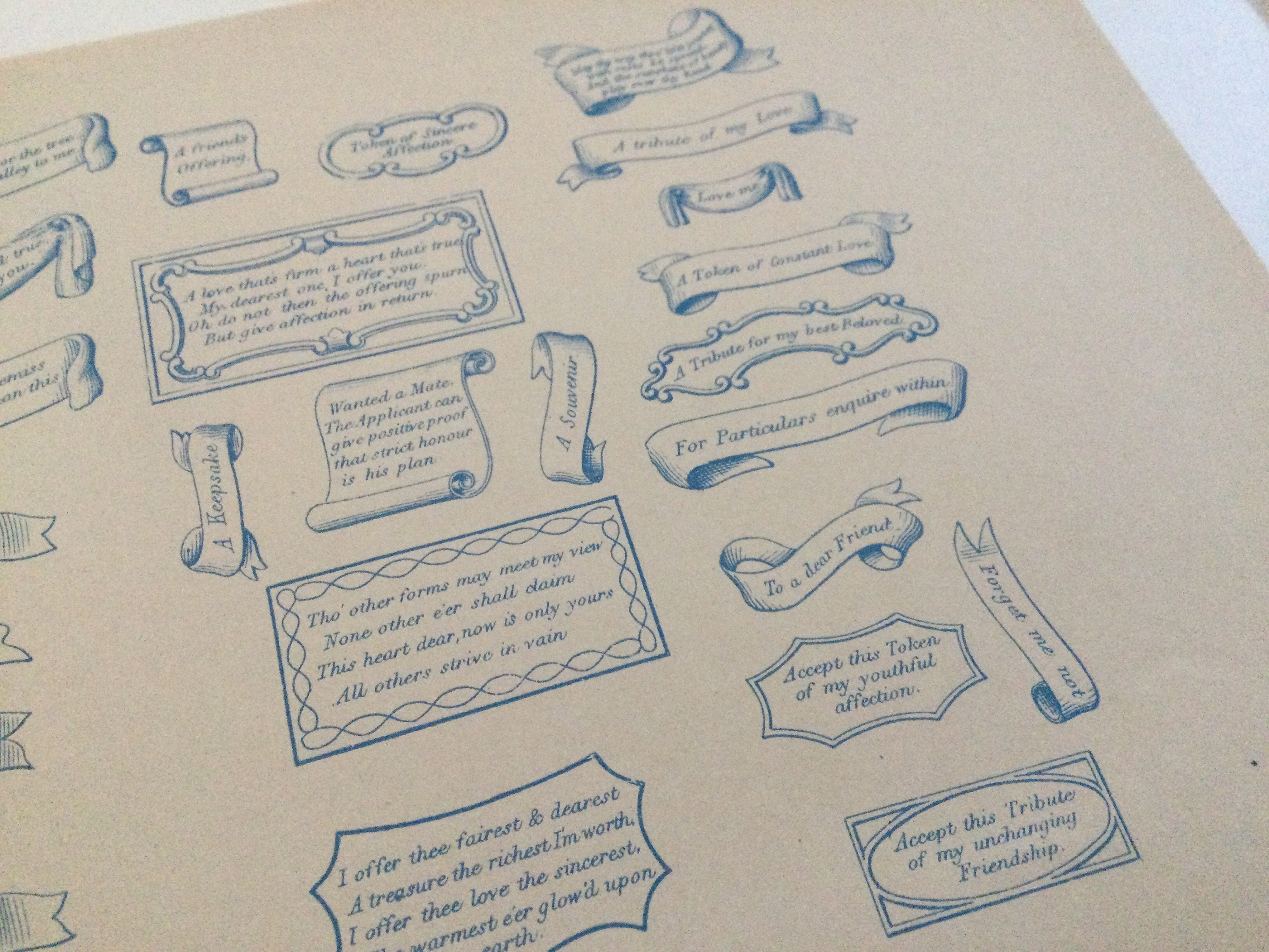 Victorian Motto Sheet, Early 1800s Printed Mottos for Valentines ...